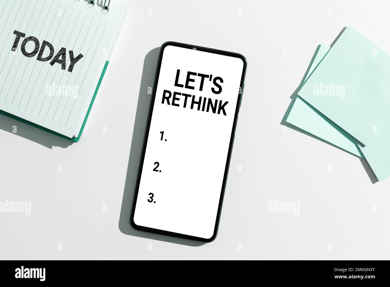 Hand writing sign Let's Rethink. Business showcase an Afterthought To ...