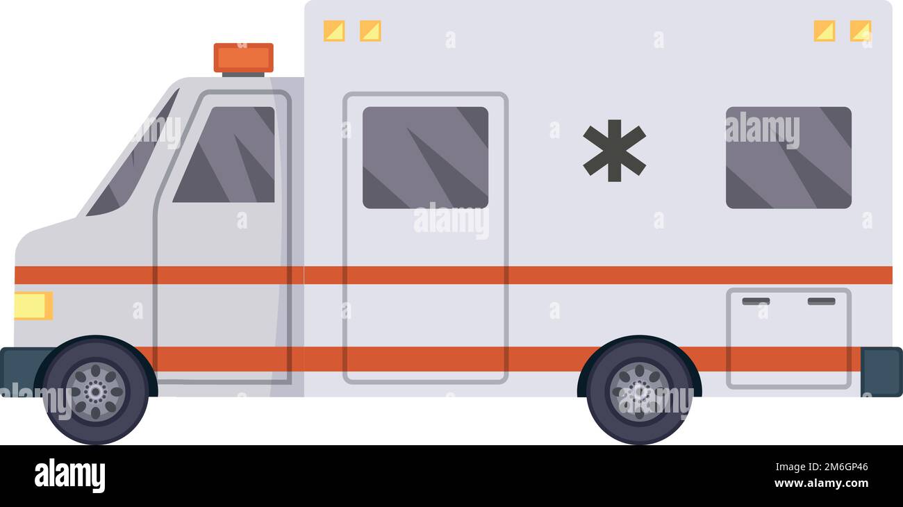 Ambulance side view. Cartoon paramedic transport icon Stock Vector ...
