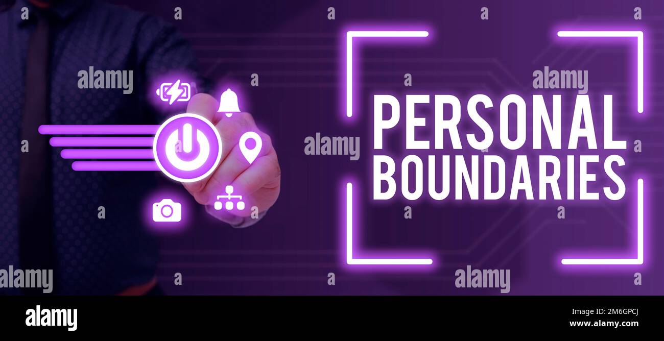 Sign displaying Personal Boundaries. Word Written on something that ...