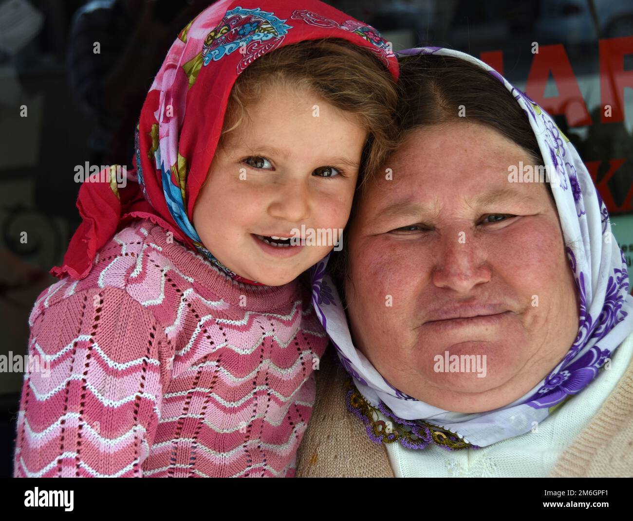Faces of Turkey: Mother and Daughter in Traditional Head Scarf Stock ...