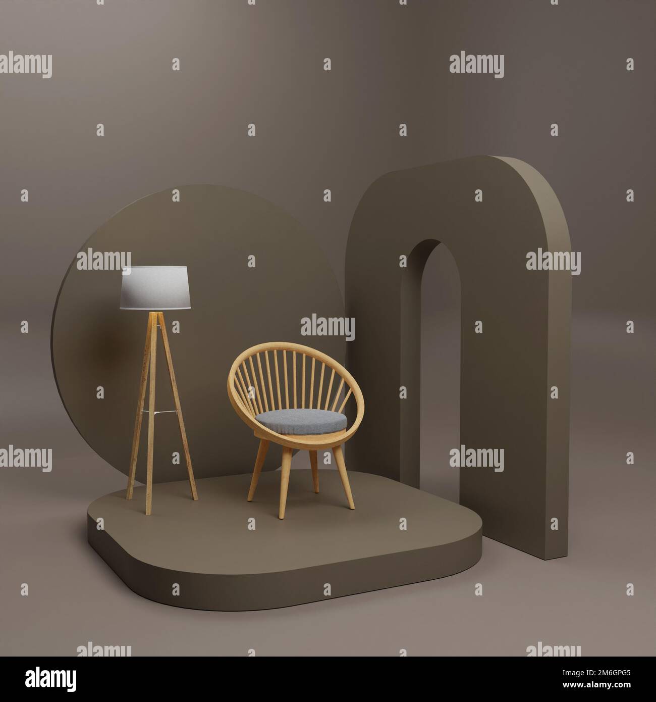3D rendering wood chair on brown background Stock Photo - Alamy