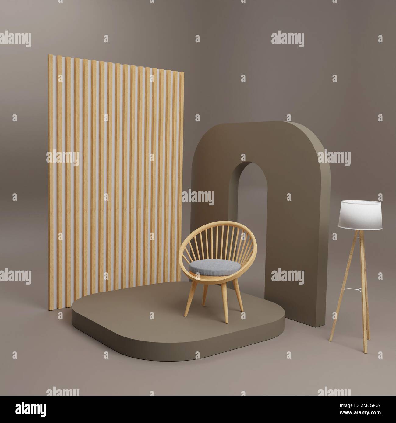 3D rendering wood chair on brown background Stock Photo - Alamy