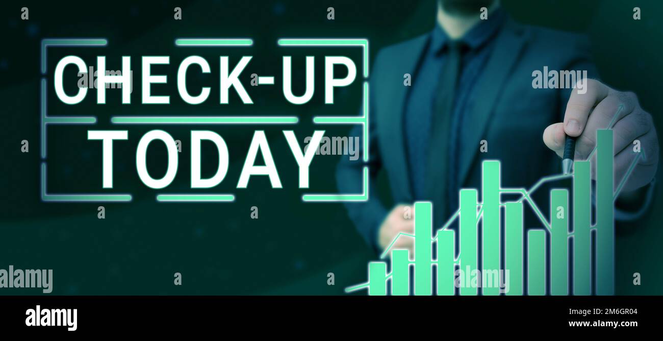 Hand writing sign Check Up. Business idea physical medical or clinical ...