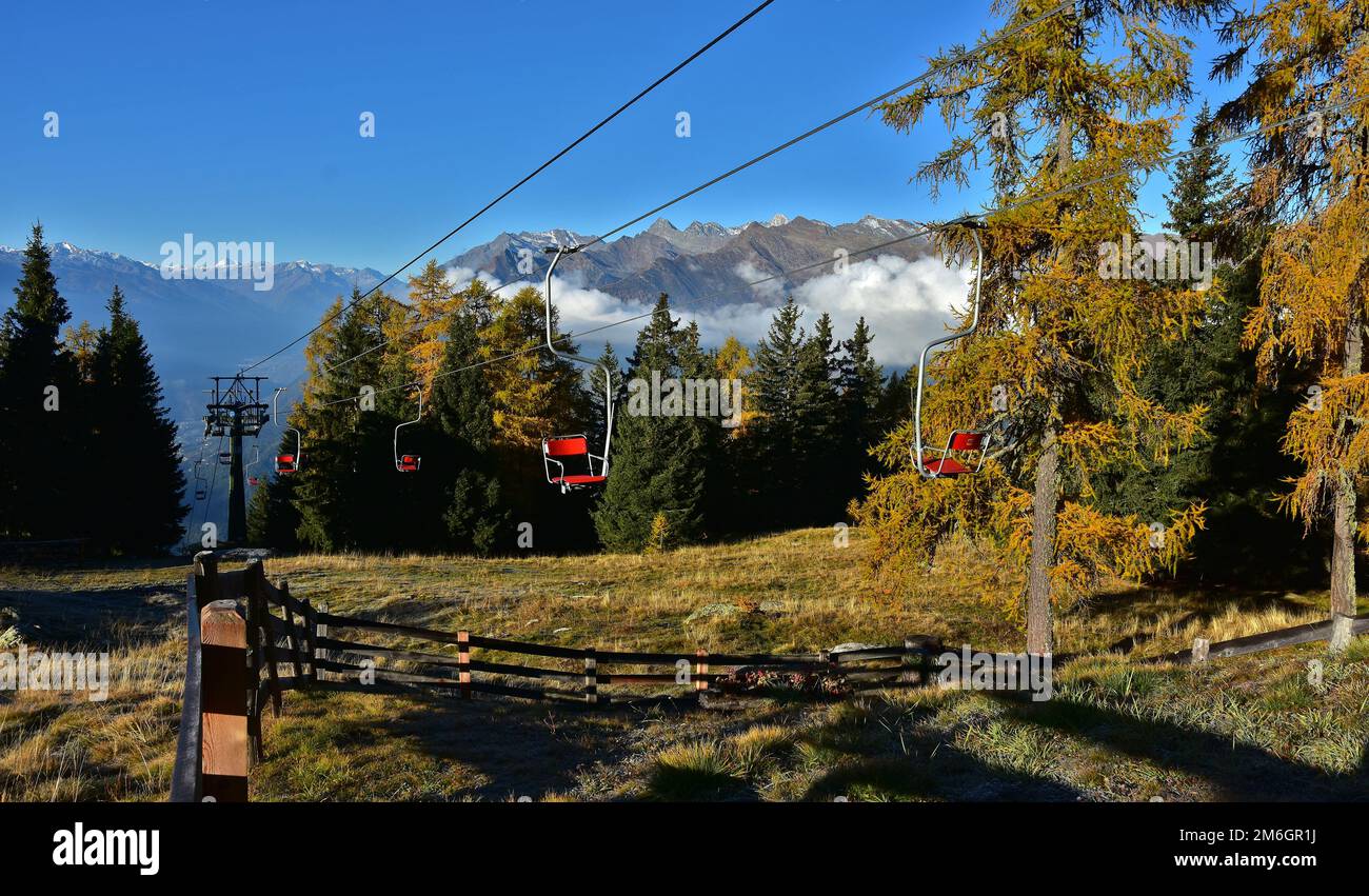 Chairlift Oberkirn - Grube near Schenna-Verdins, South Tyrol, Italy ...