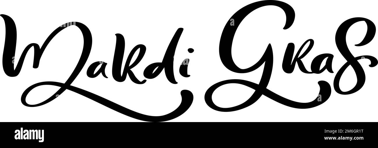 Vector lettering text for Mardi Gras carnival, filigree calligraphic ...