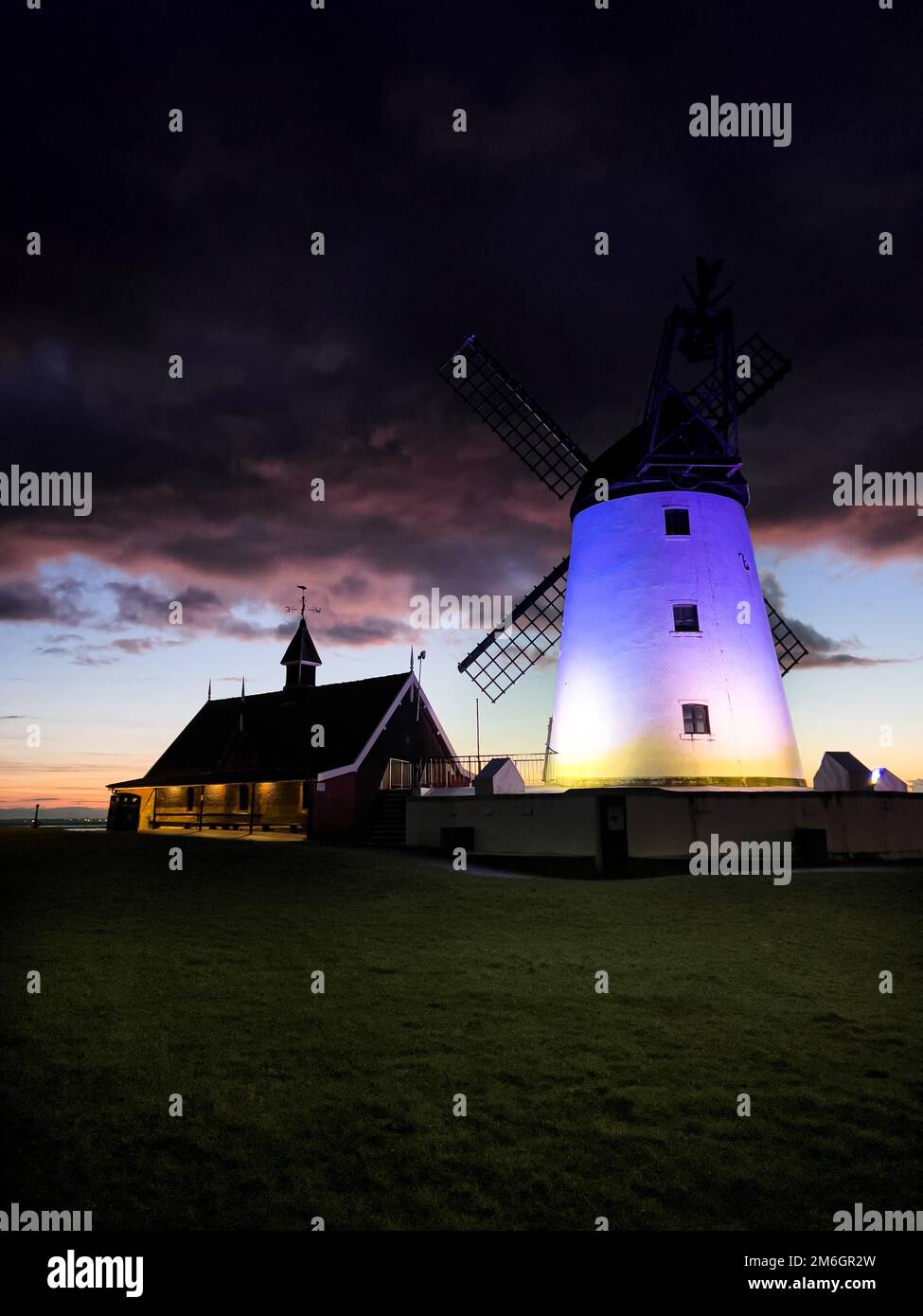Storm Clouds Looming Over Lytham Windmill Stock Photo - Alamy
