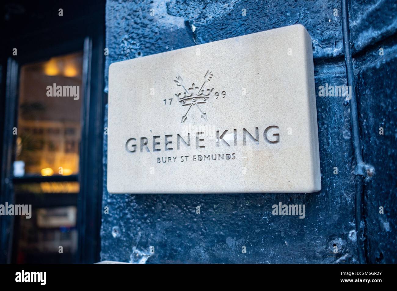 London- December 2022: Greene King sign on pub in Earls Court ...