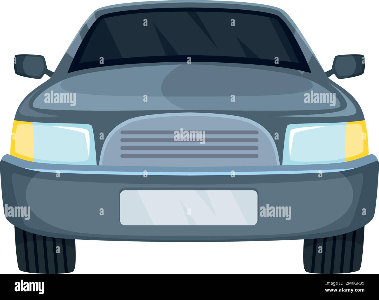 Gray car front view. Cartoon sedan icon Stock Vector Image & Art - Alamy