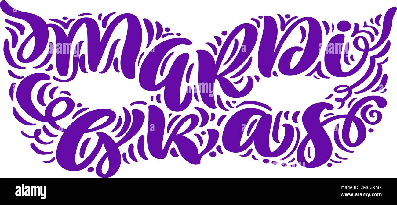 Vector lettering text Mardi Gras in form of mask for carnival, filigree ...
