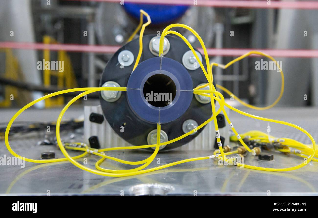 A nozzle is connected to a testing apparatus in SL-2, a sea level ...