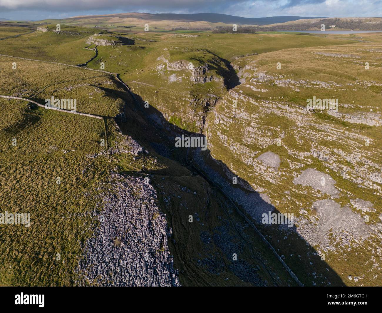 Aerial views of Limestone Pavement near Malham Stock Photo - Alamy