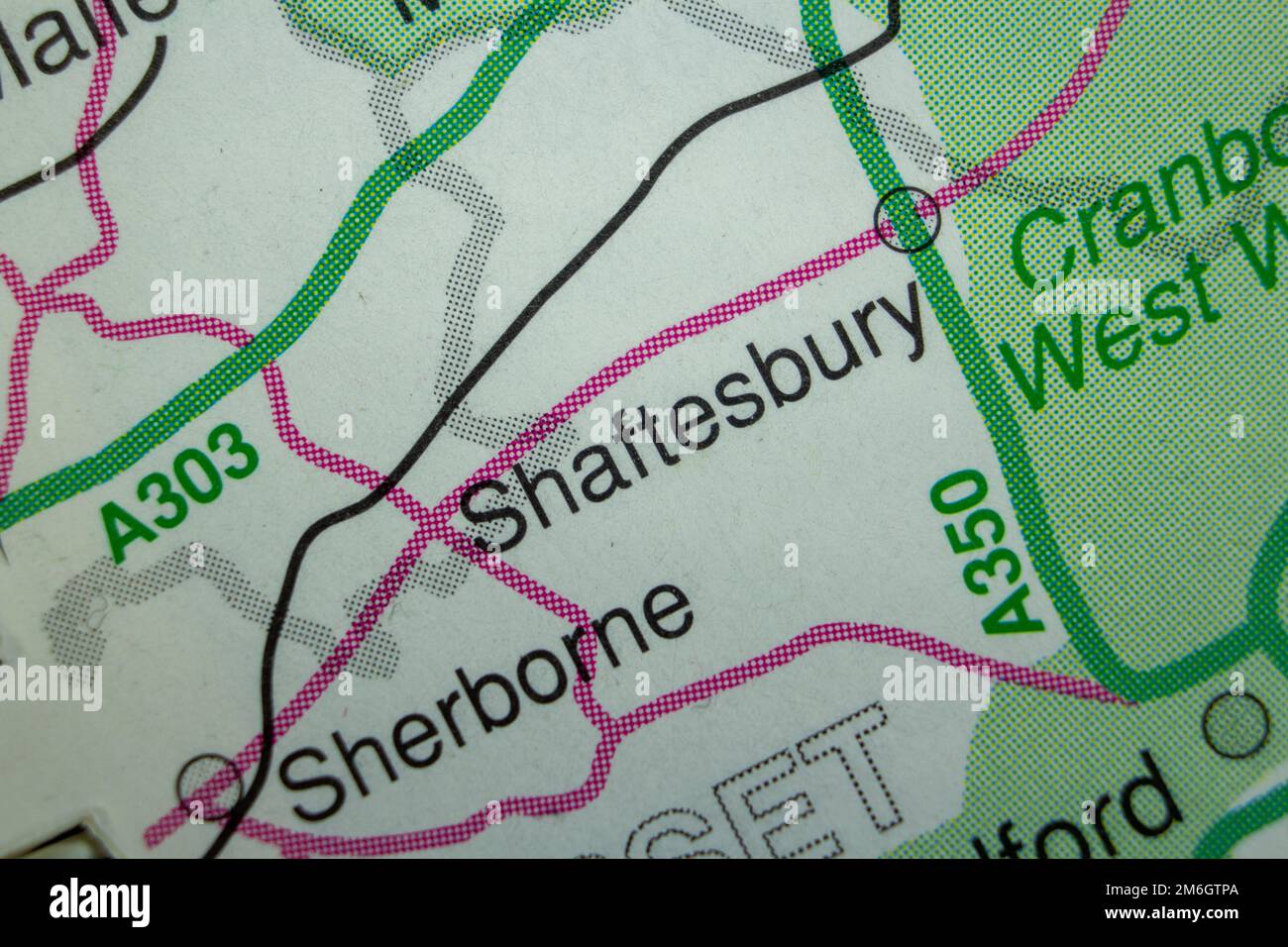 Shaftsbury, United Kingdom atlas map town name Stock Photo - Alamy