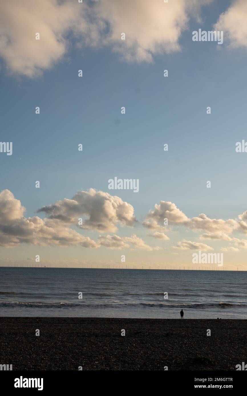 A beach scene in the coastal town of Shoreham in Sussex. Photo date ...
