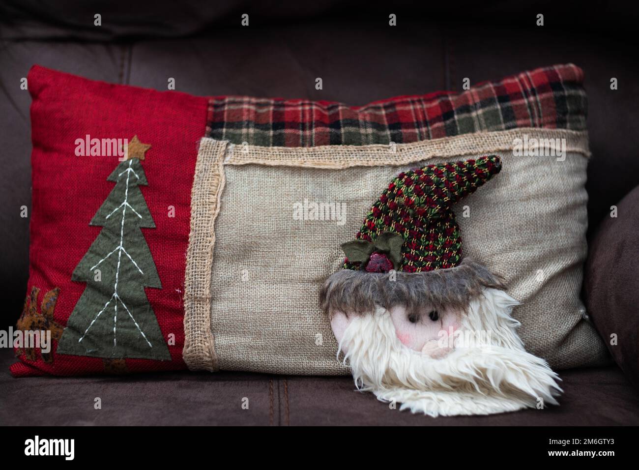 christmas pillow with image of Santa Claus Stock Photo - Alamy