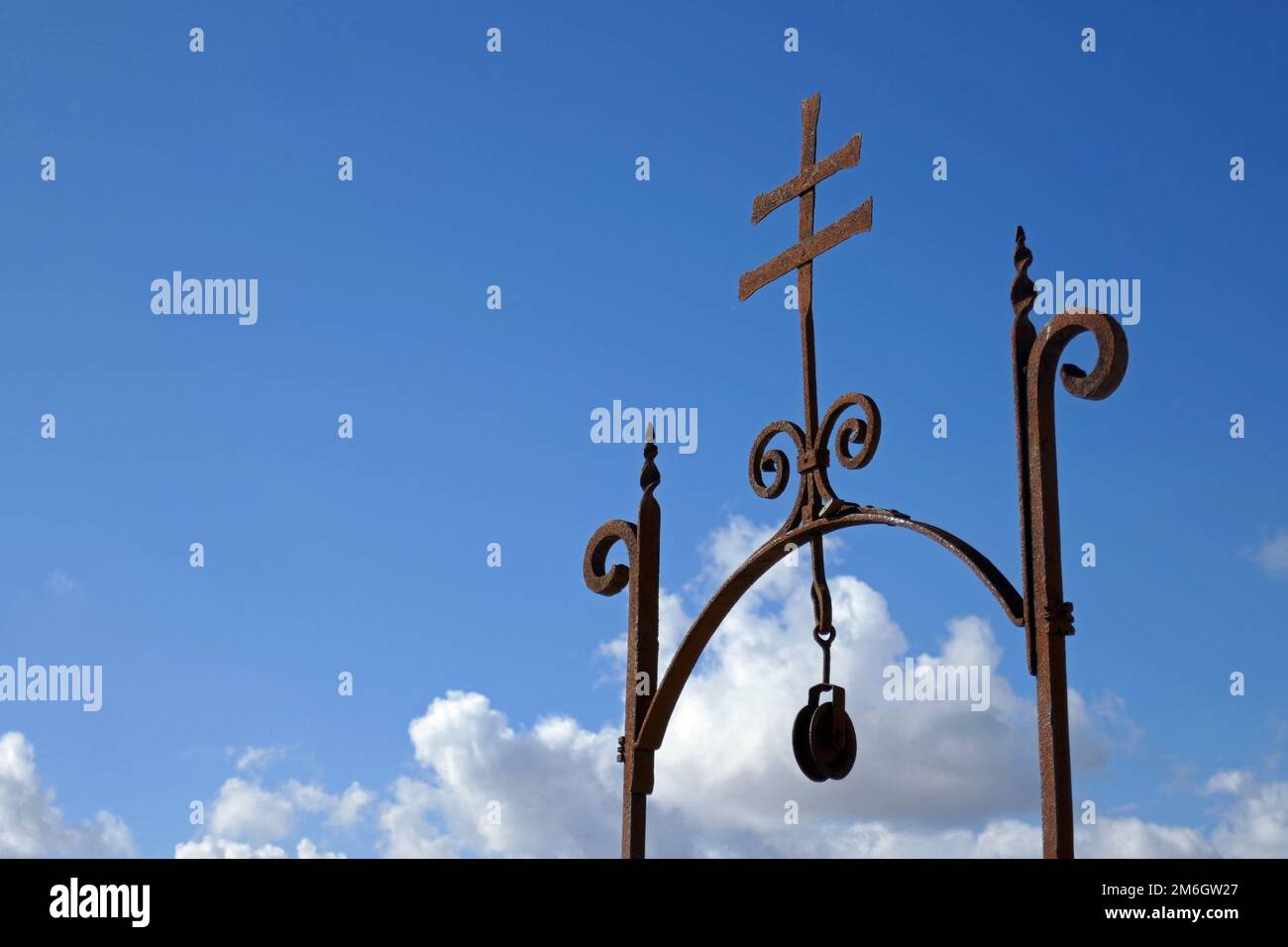 Spanish cross on the Castillo de Santa BÃ¡rbara in Alicante Stock Photo ...