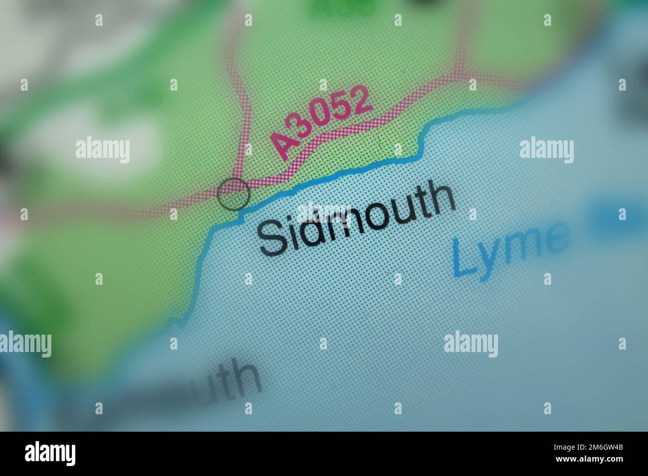 Sidmouth, United Kingdom atlas map town name - tilt-shift Stock Photo ...