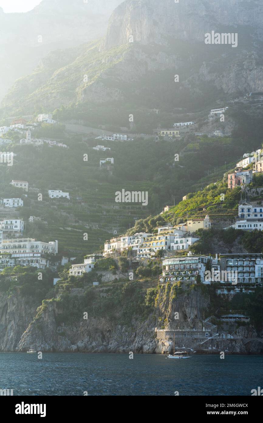 Amalfi coast villas in a sunset light Stock Photo - Alamy