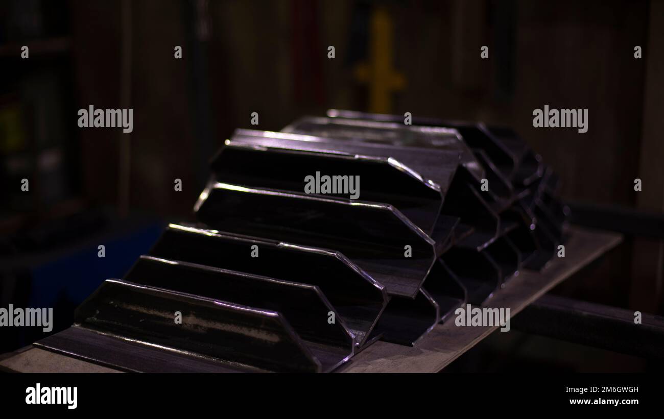 Metal parts. Steel billets. Metal workshop. Made templates for steel ...