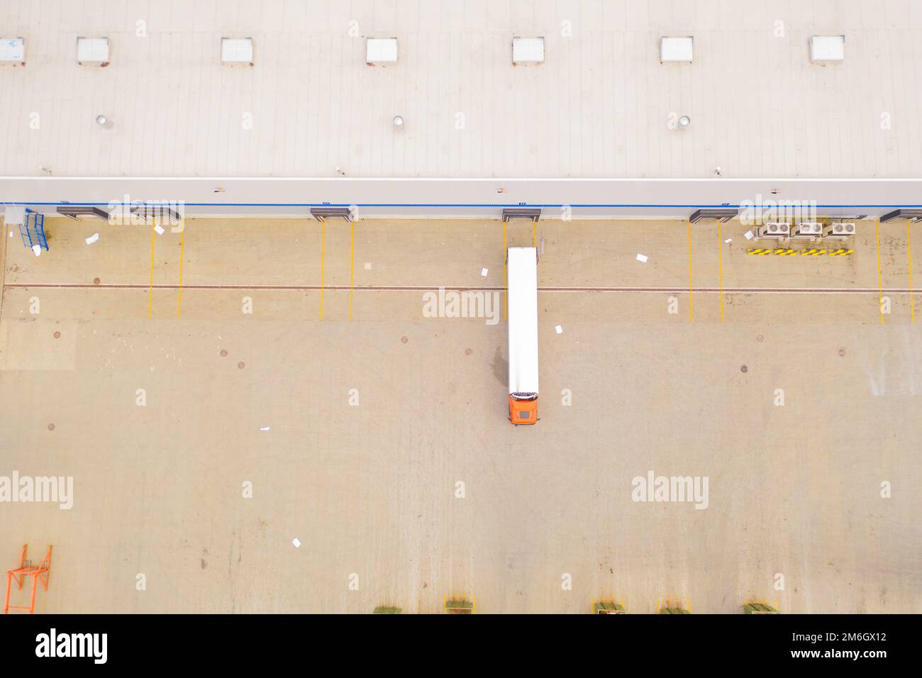 Aerial view of goods warehouse. Logistics delivery center in in Stock ...