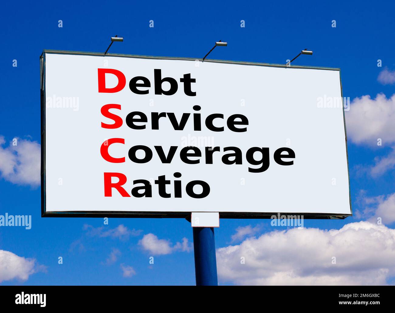 DSCR debt service coverage ratio symbol. Concept words DSCR debt ...
