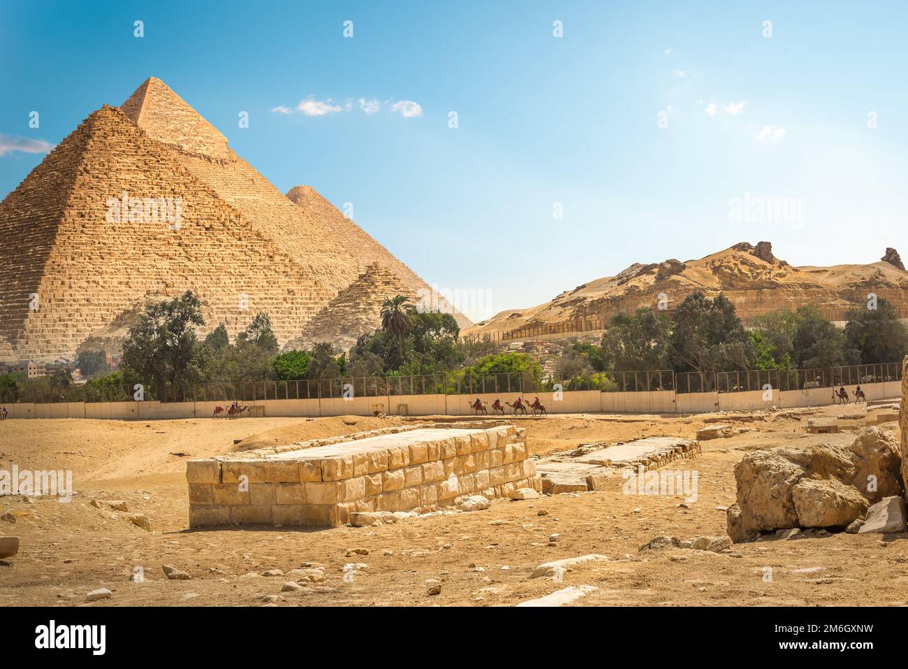 Fence around pyramids Stock Photo - Alamy