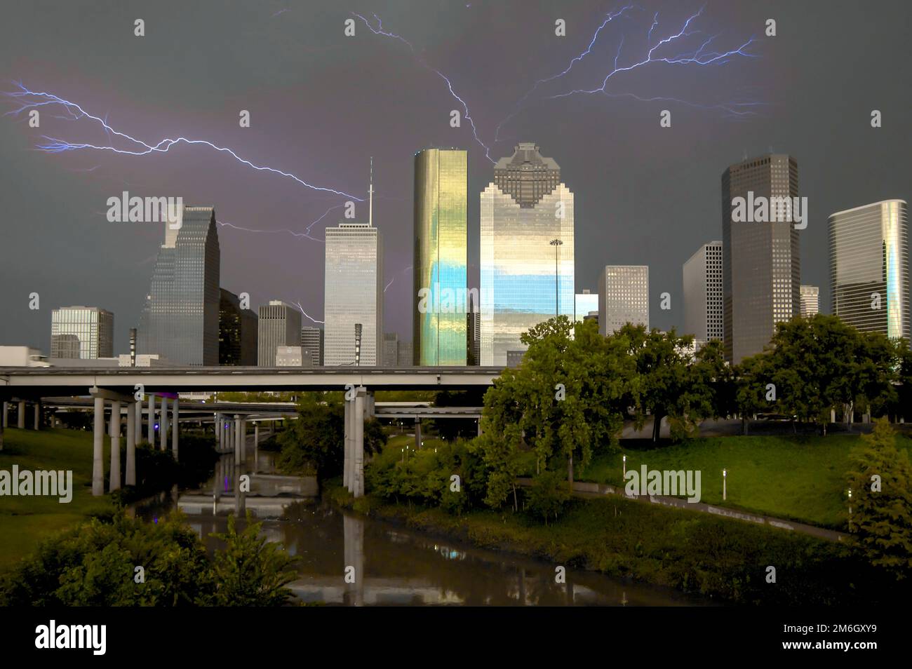 Thunderstorm over downtown Houston, Texas Stock Photo - Alamy