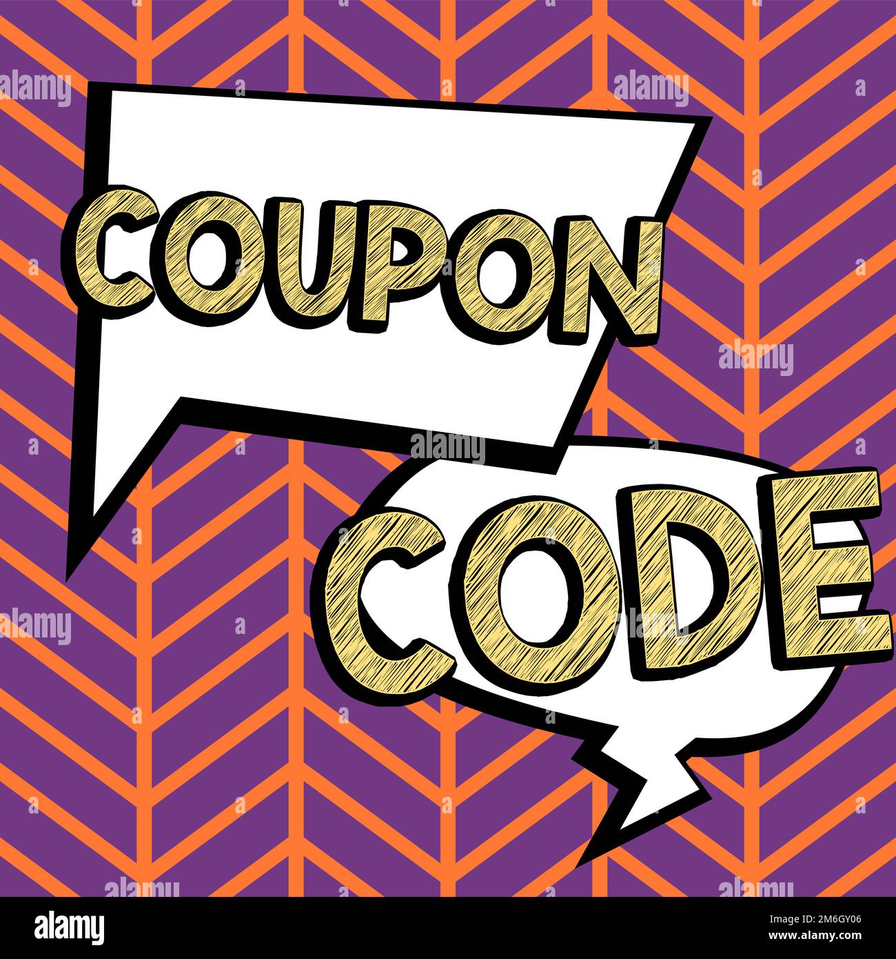 Text caption presenting Coupon Code. Business overview ticket or ...