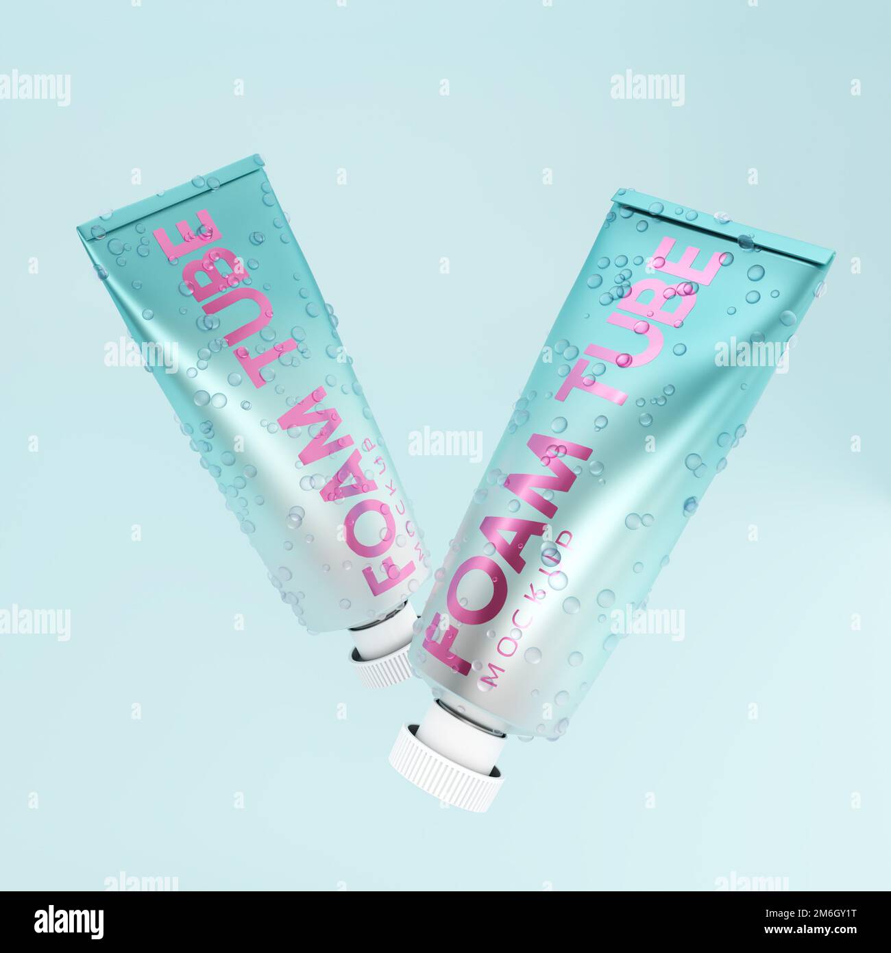 3D green gradient facial foam tube mockup Stock Photo - Alamy