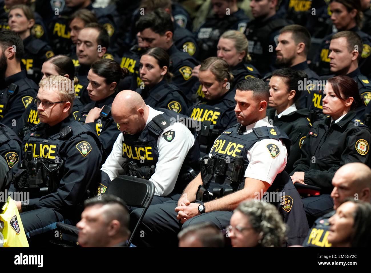 Ontario Provincial Police officers attend the funeral service of OPP ...