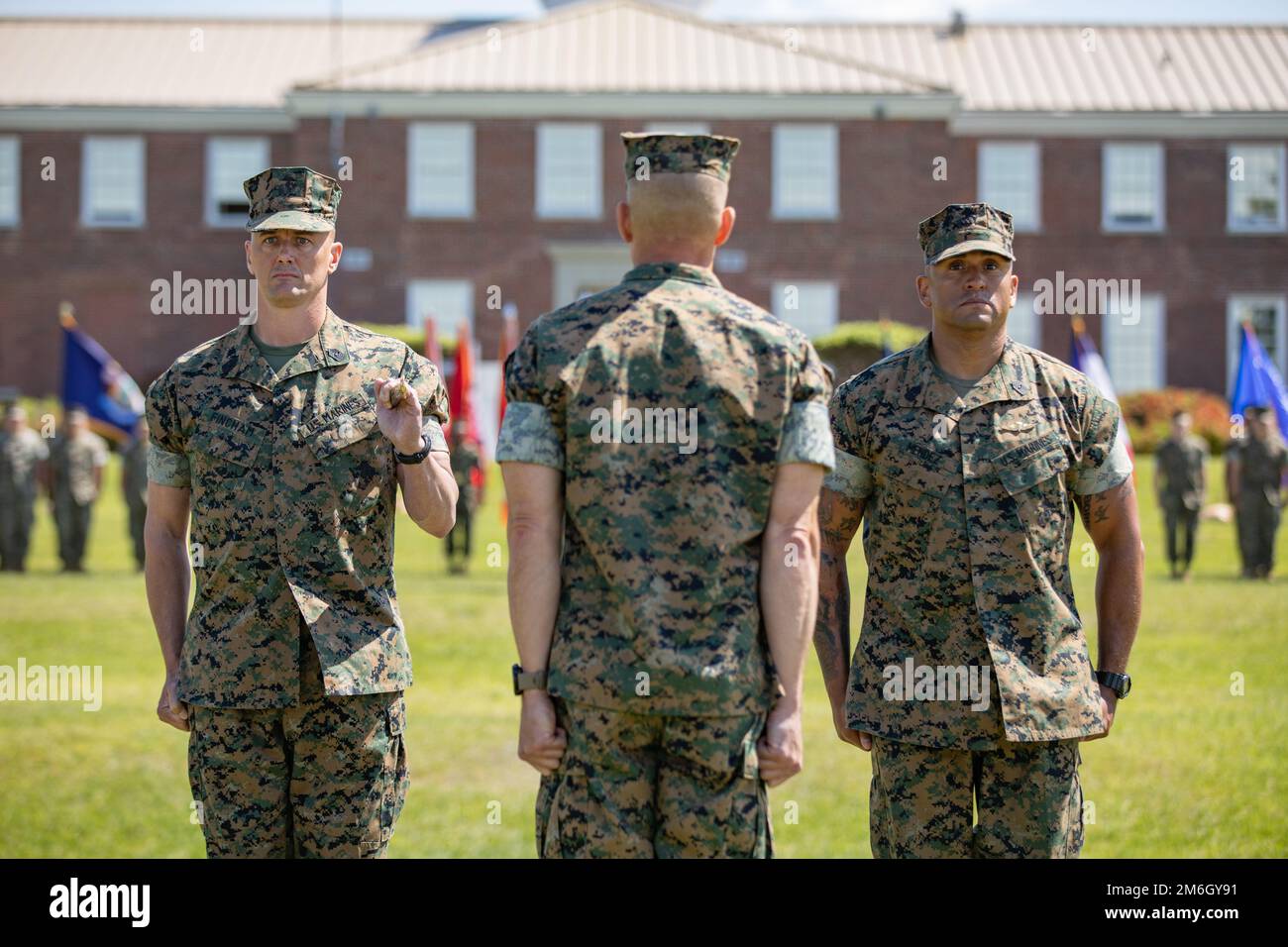U.S. Marine Corps Sgt. Maj. Clifford Fincham, left, and Sgt. Maj ...