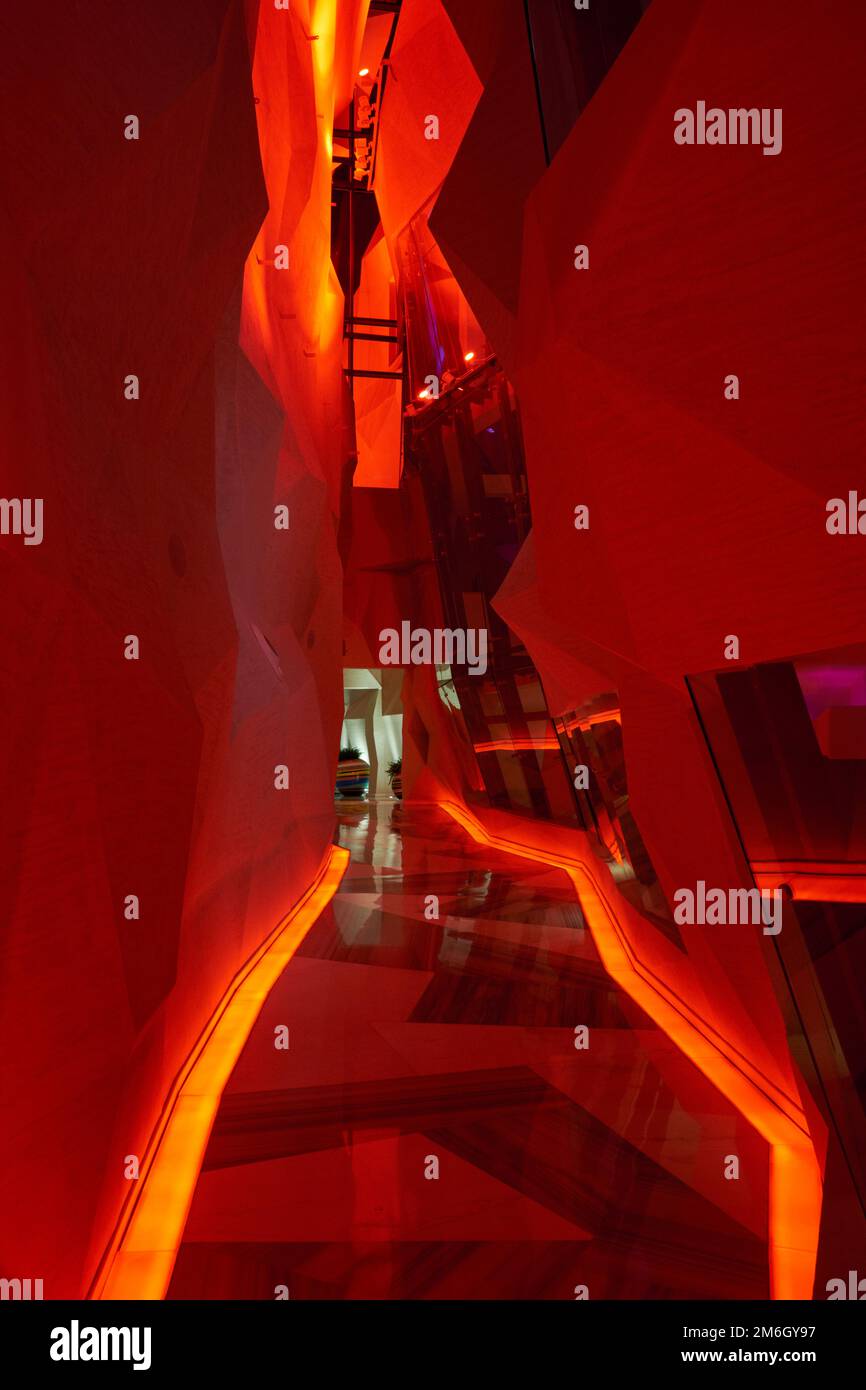 The entrance hall of the W hotel Amman, Jordan, modelled on the valley ...