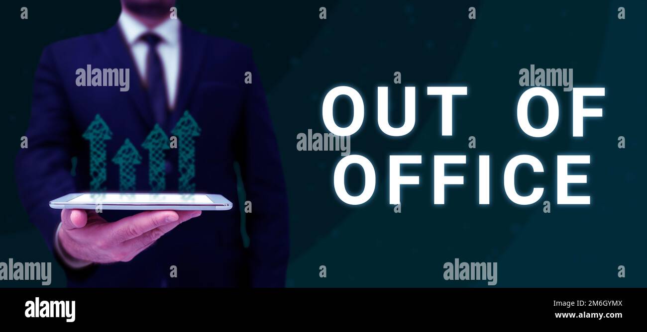 Writing displaying text Out Of Office. Business concept Outside the job ... Writing displaying text Out Of Office. Business concept Outside the job ...