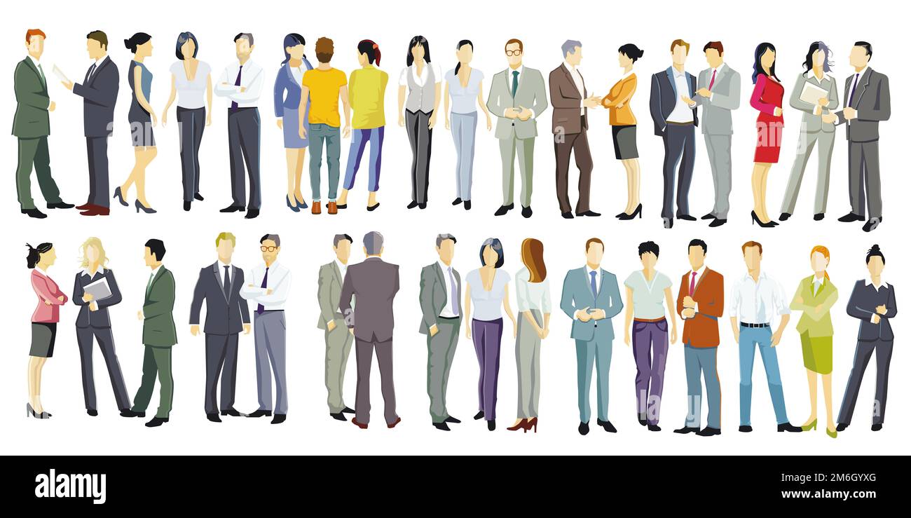 Group of people, isolated on white background, illustration Stock Photo ...