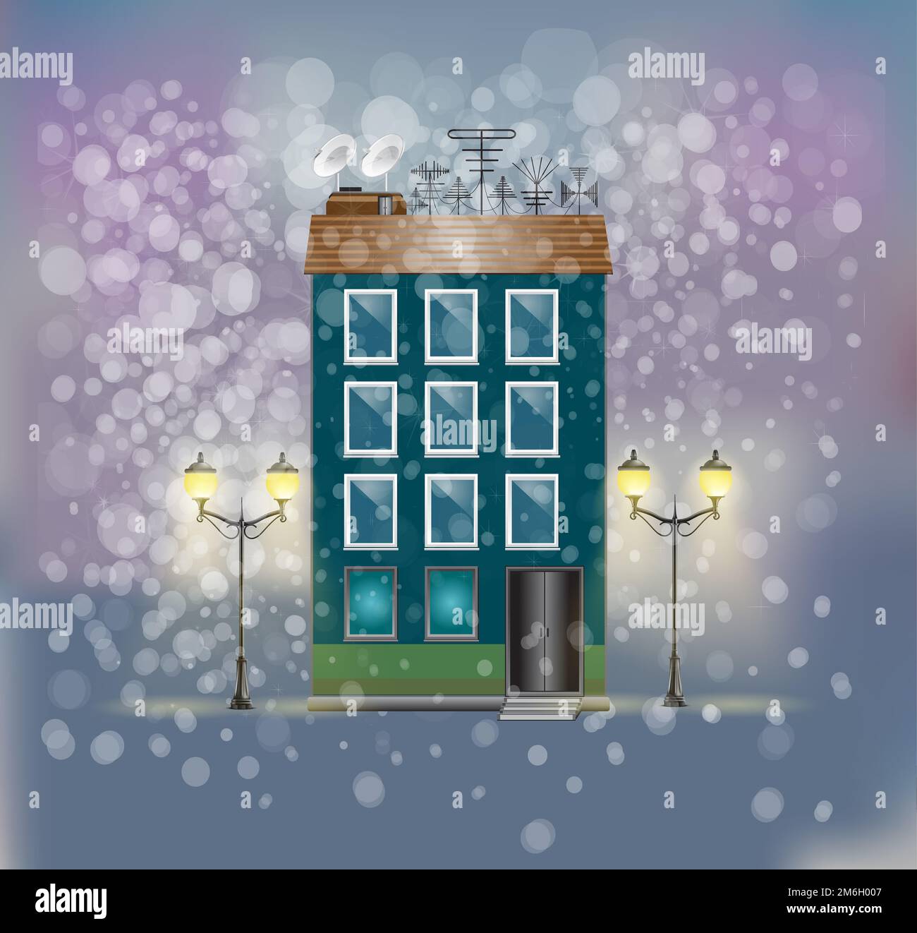 Winter multi storey building Stock Photo - Alamy