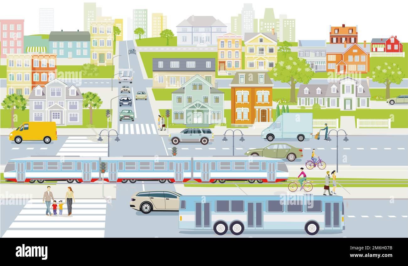 Road traffic with pedestrians and cars on city streets Stock Photo - Alamy