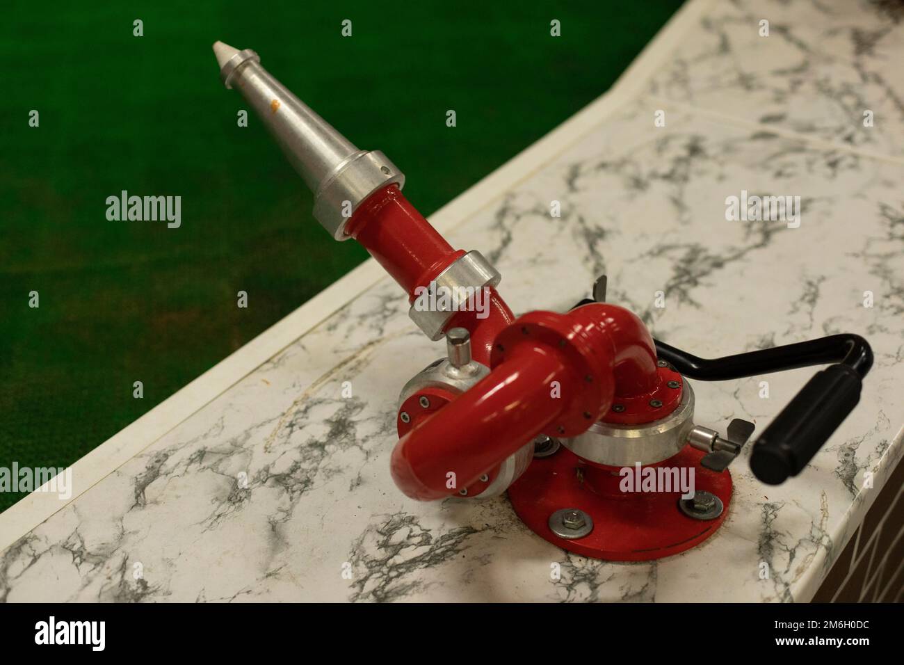 Fire hydrant. Water supply hose. Fireman tool. Red object Stock Photo ...