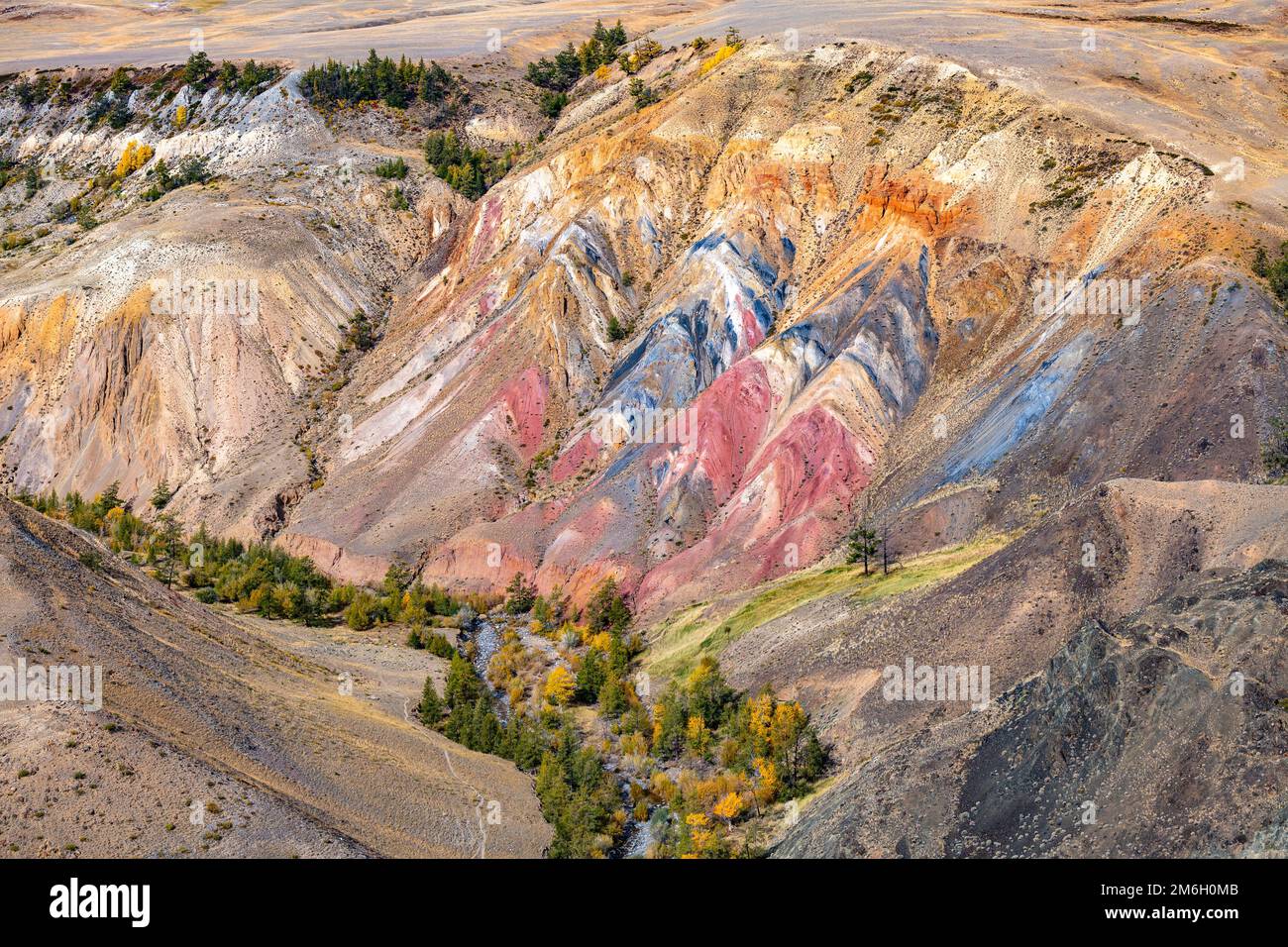 Martian landscape, multi-colored mountains of Kyzyl-Chin, Republic ...