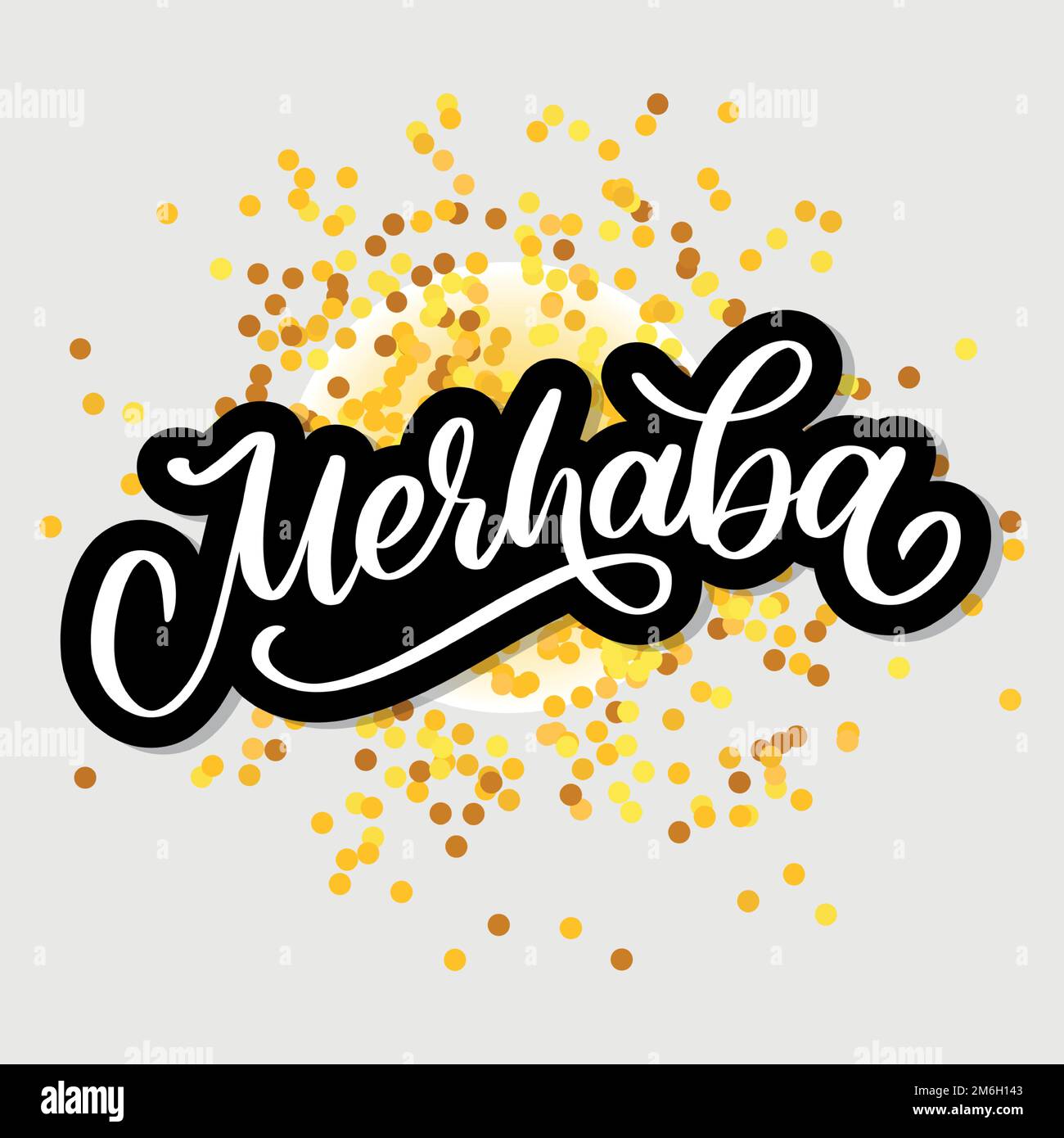 Merhaba Hand Drawn Black Vector Calligraphy Isolated on White ...