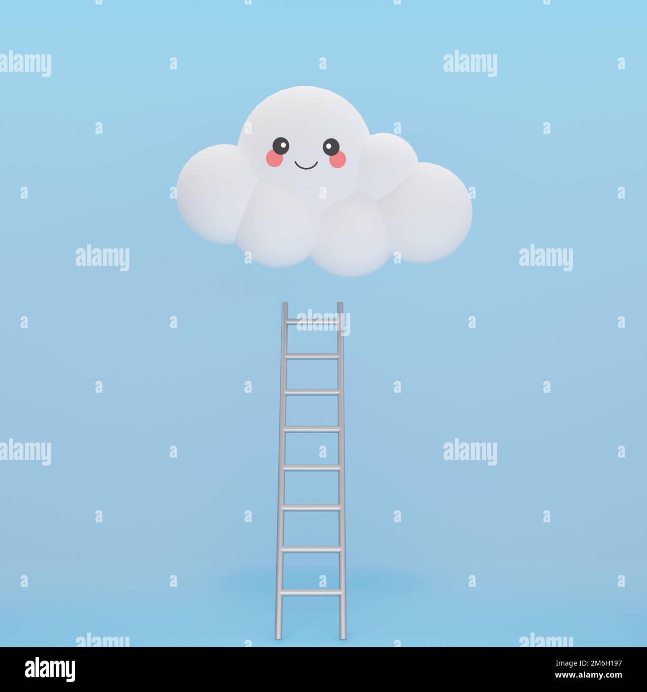 3D rendering clouds and silver stair on blue background Stock Photo - Alamy