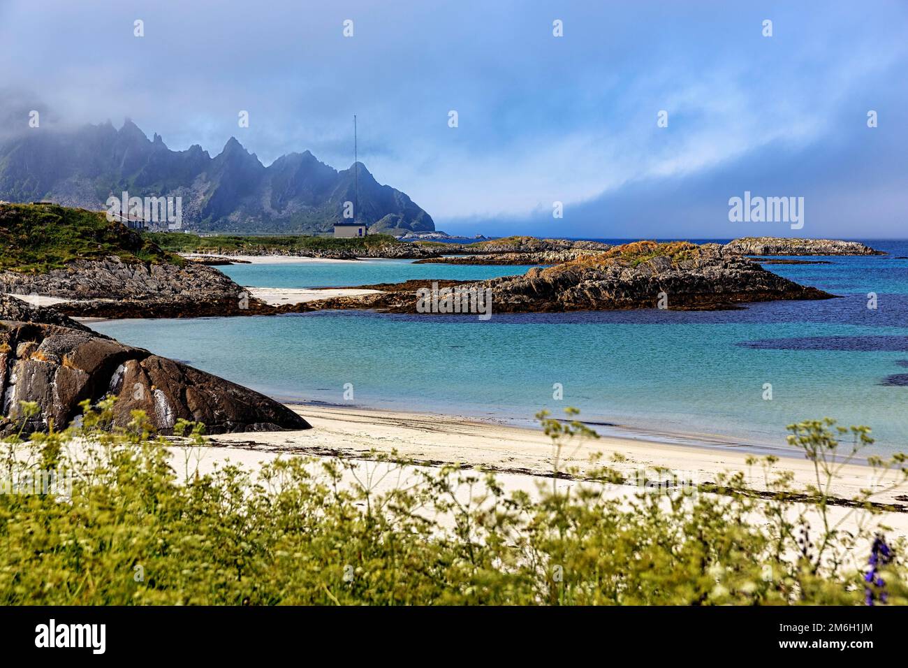 Coastline with natural beach in summer, Andenes, Andoya Island ...