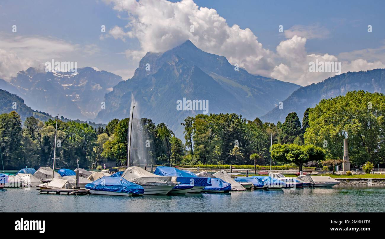 Leisure harbor Weesen on Lake Walen Switzerland Stock Photo - Alamy