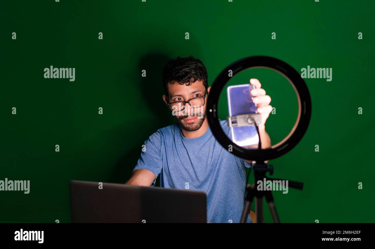 Guy on a video call working from home. Online classes concept. Man ...