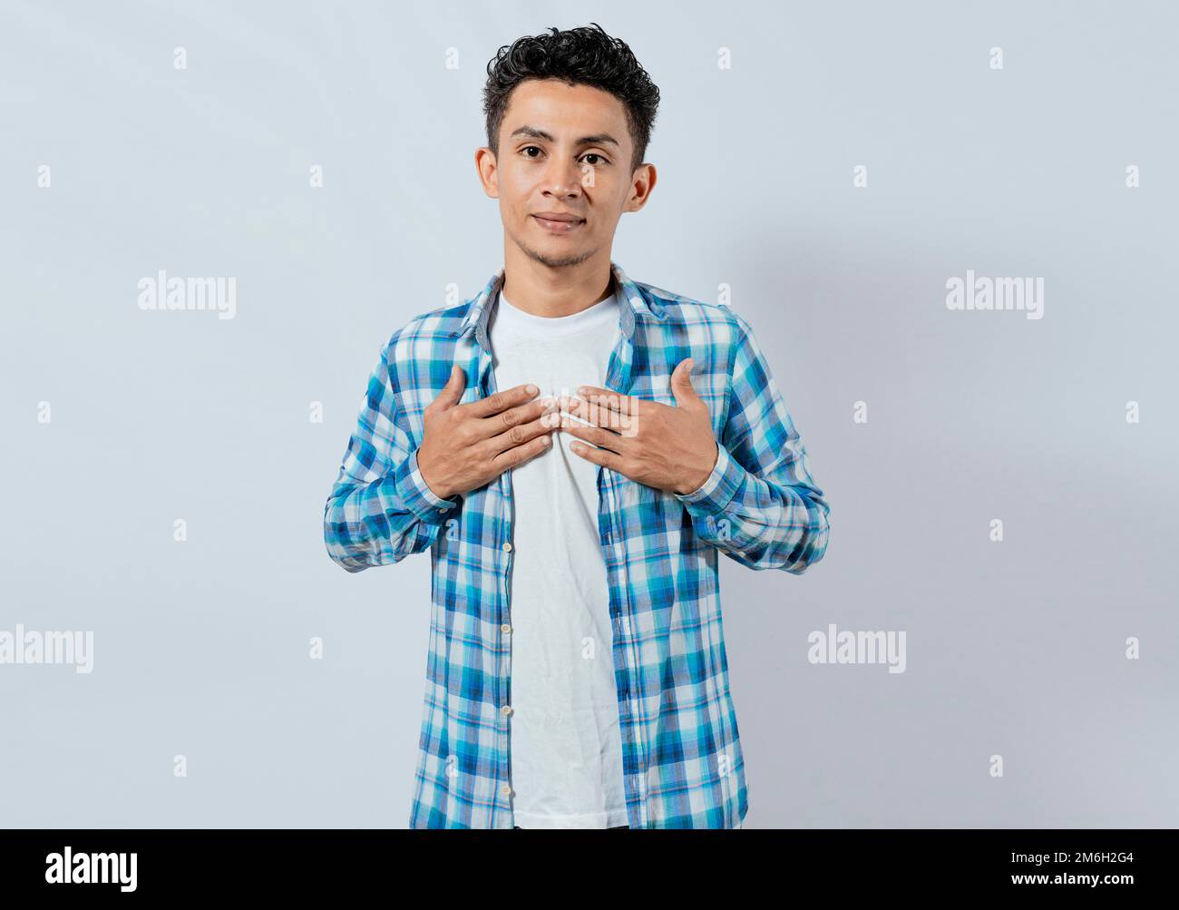 Person gesturing the word HAPPINESS in sign language, Interpreter man ...