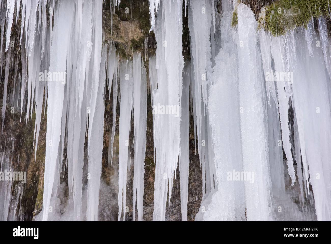 Icicles on a waterfall Stock Photo - Alamy