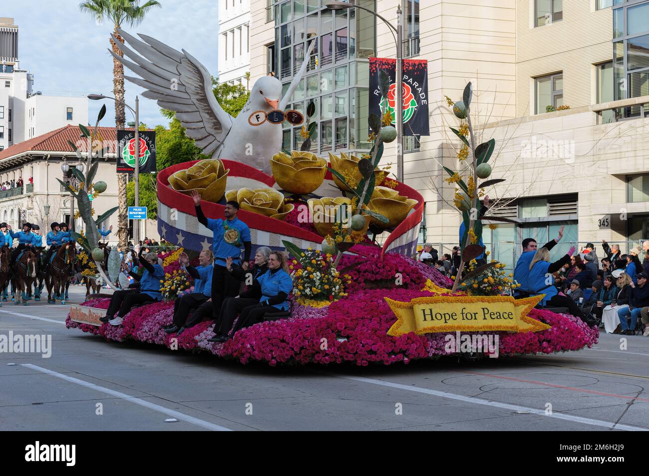 The Odd Fellows & Rebekahs float, spreading a message of peace, shown ...