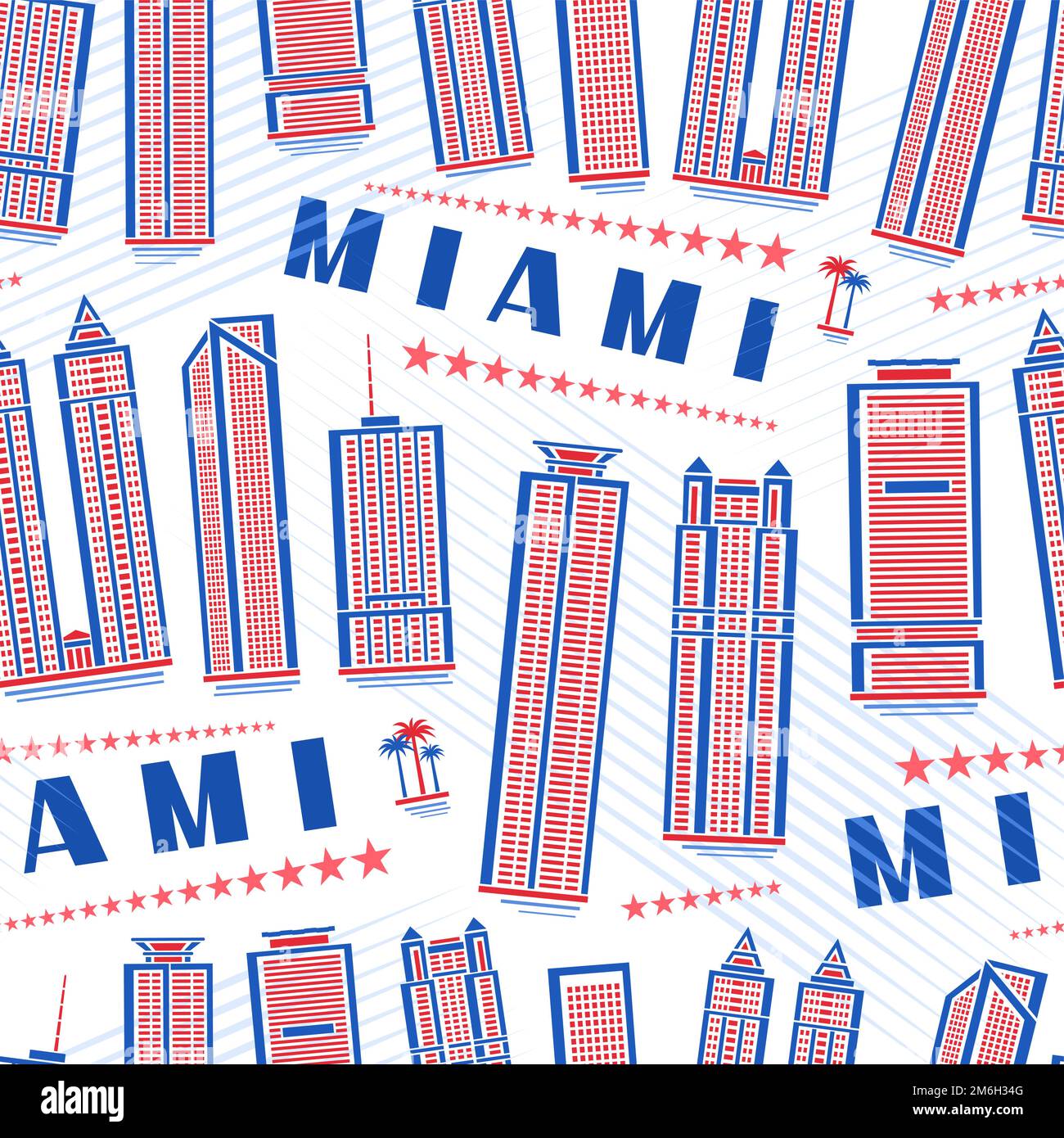 Vector Miami Seamless Pattern, square repeat background with ...