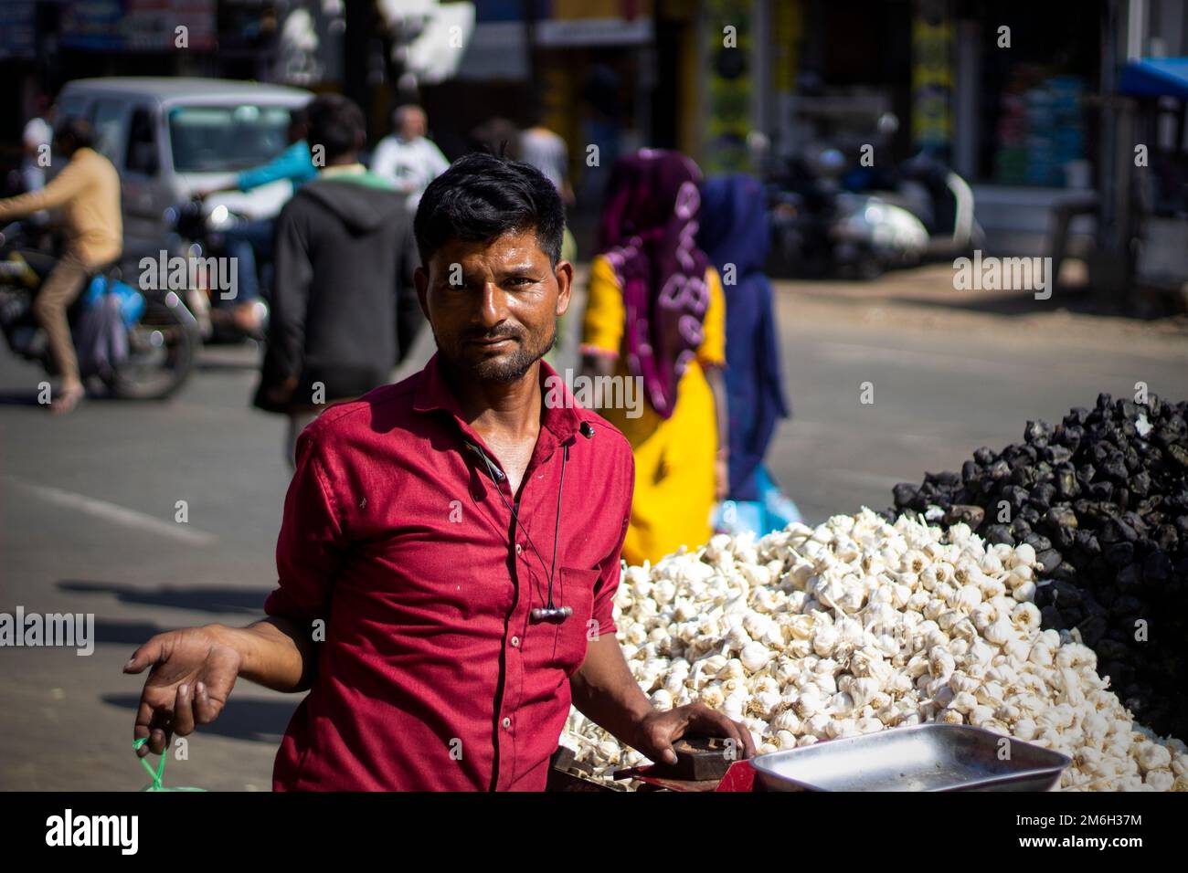 Vadodara, Gujarat - Nov 19th 2022: Indian vendor selling goods in stall ...
