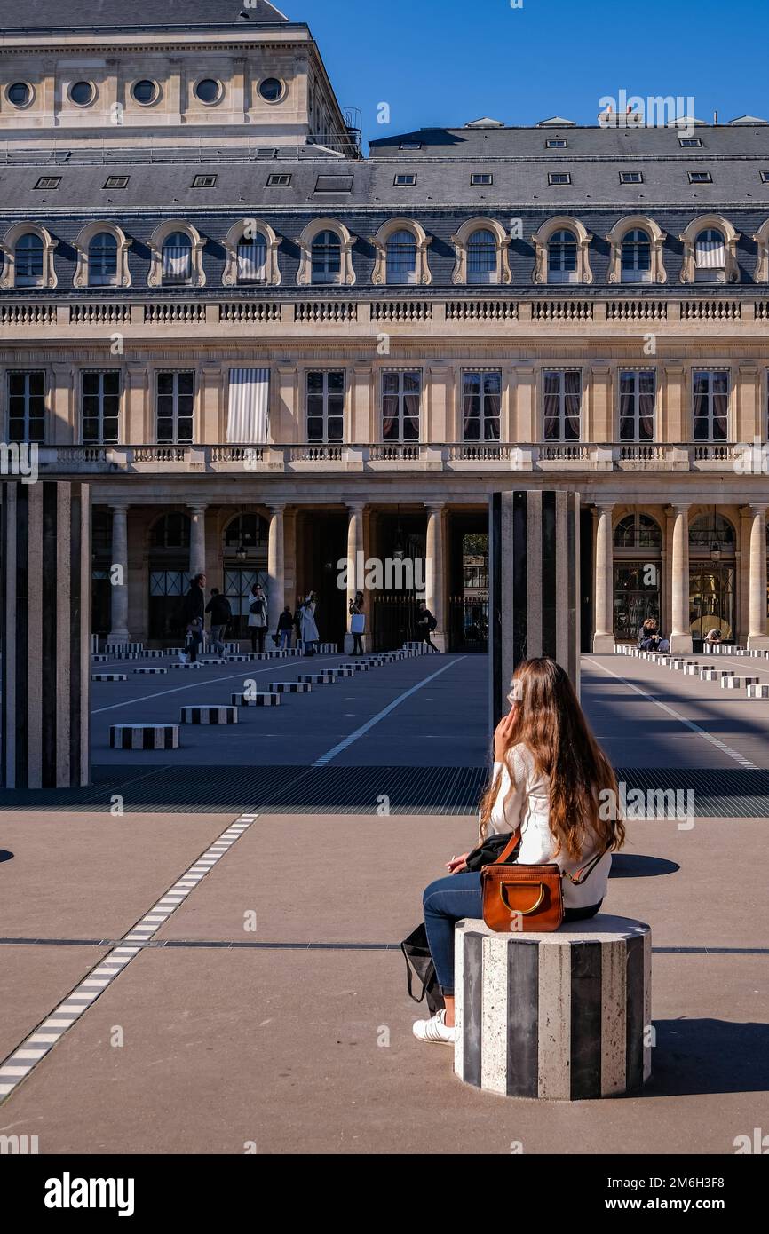 Young People at the Columns of the Palais Royal in Paris, France ...
