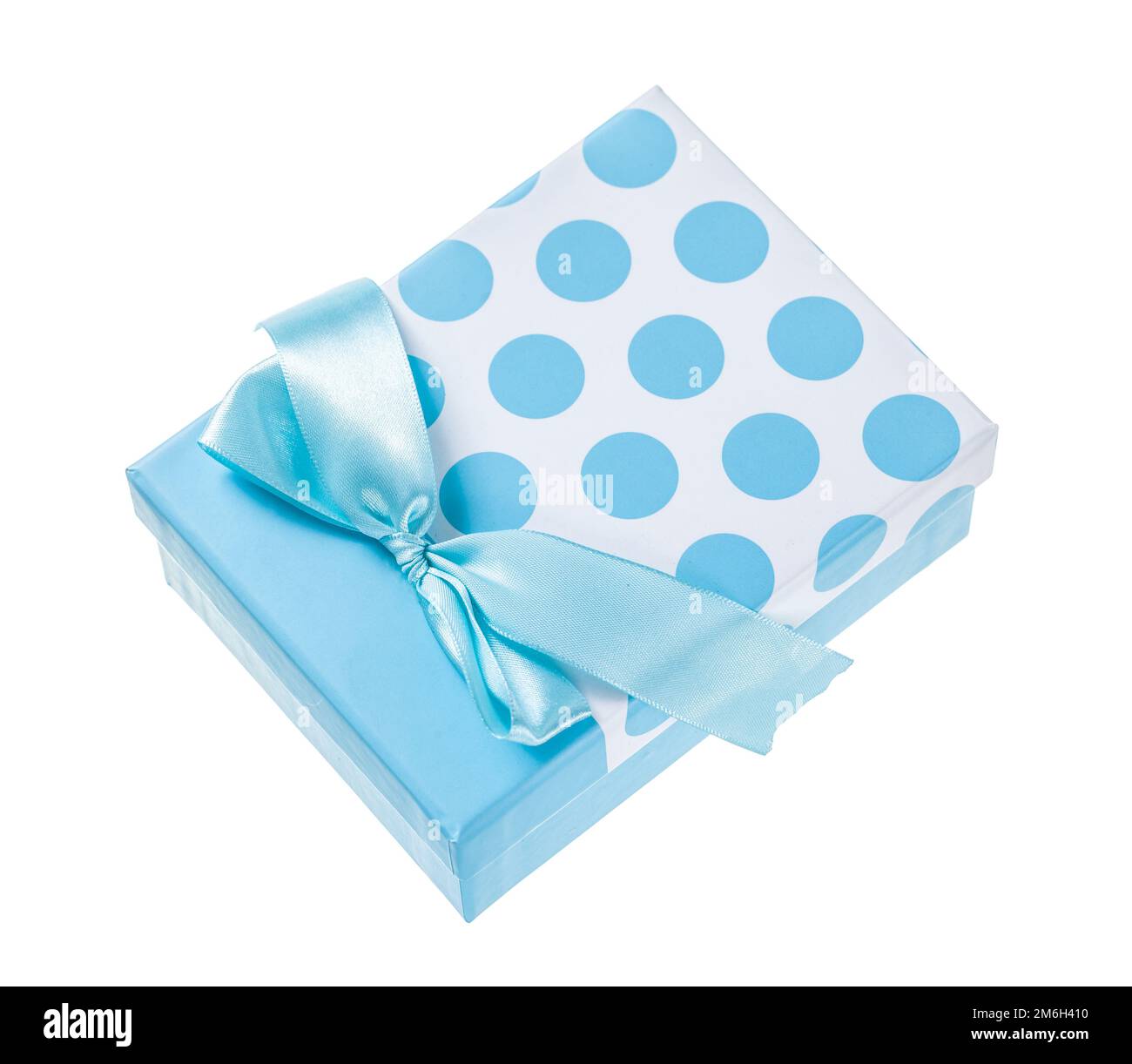 Blue gift box isolated on white Stock Photo - Alamy