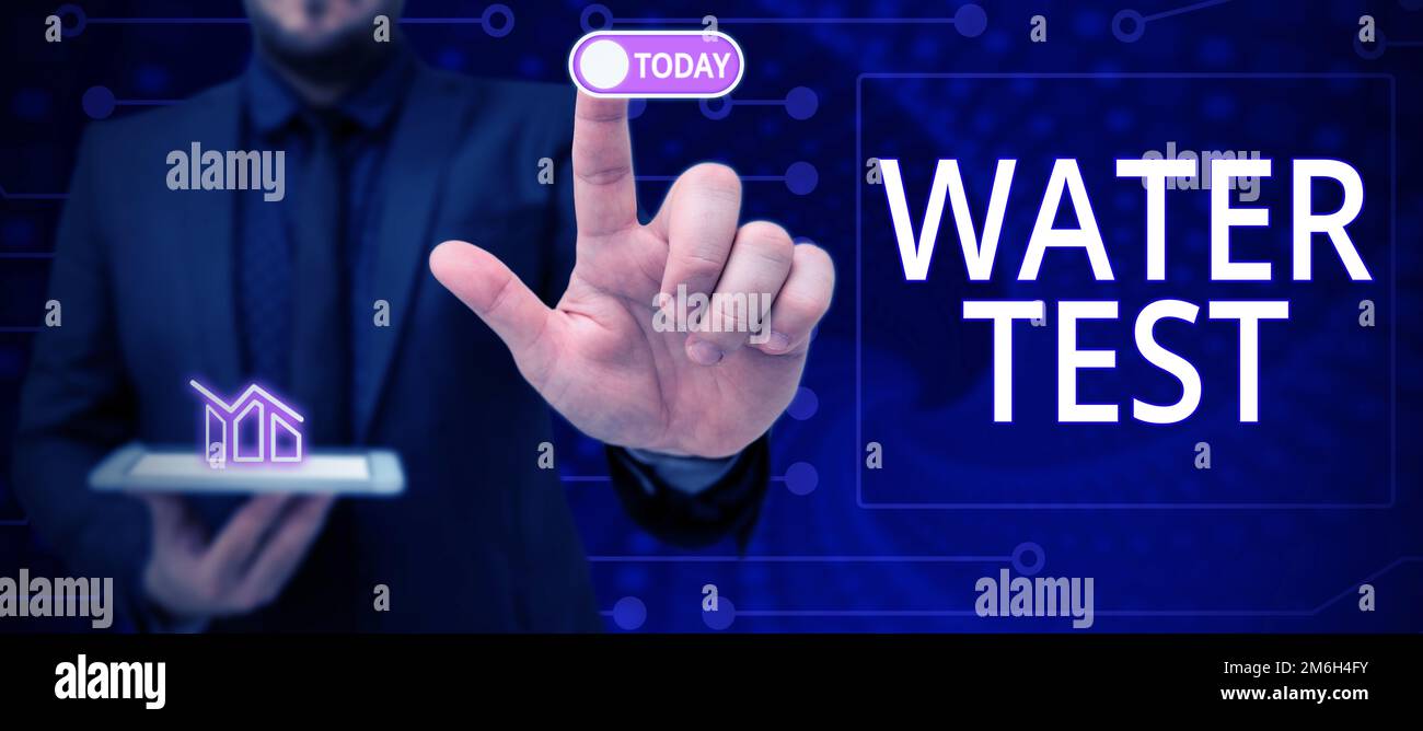 Text caption presenting Water Test. Word Written on Sampling of various ...